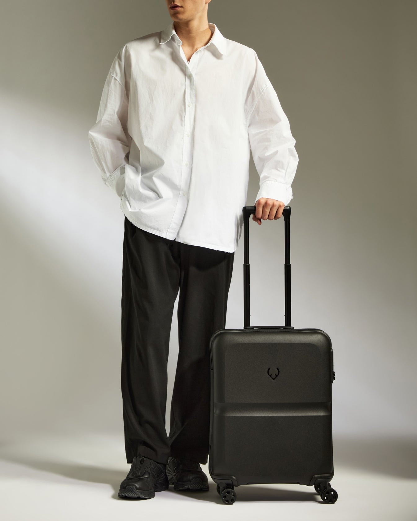 Cabin Suitcase in Black - Single Stripe | Cabin Bag & Hard Luggage ...